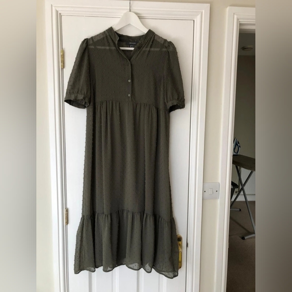 Primark | Dresses | Midi Khaki Sheer Dress With Lining | Poshmark